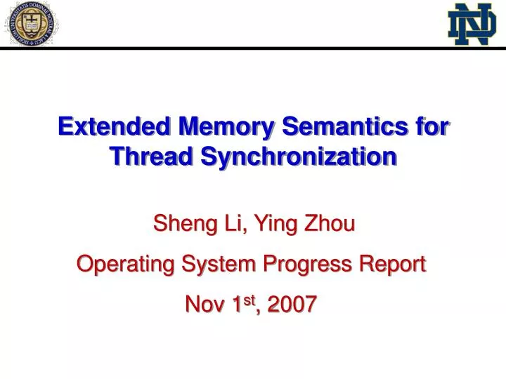 PPT - Extended Memory Semantics for Thread Synchronization PowerPoint ...