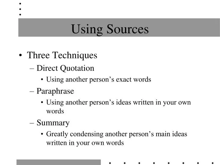 PPT - Using Sources PowerPoint Presentation, free download - ID:1832661