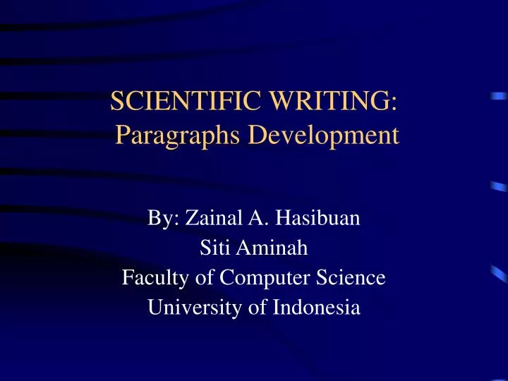 PPT - SCIENTIFIC WRITING: Paragraphs Development PowerPoint ...