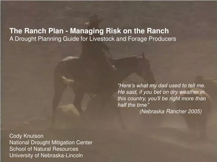 PPT - The Ranch Plan - Managing Risk on the Ranch PowerPoint ...