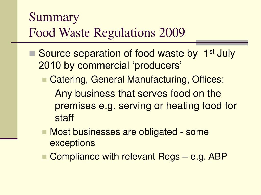 PPT - Waste Management (Food Waste) Regulations 2009 PowerPoint ...