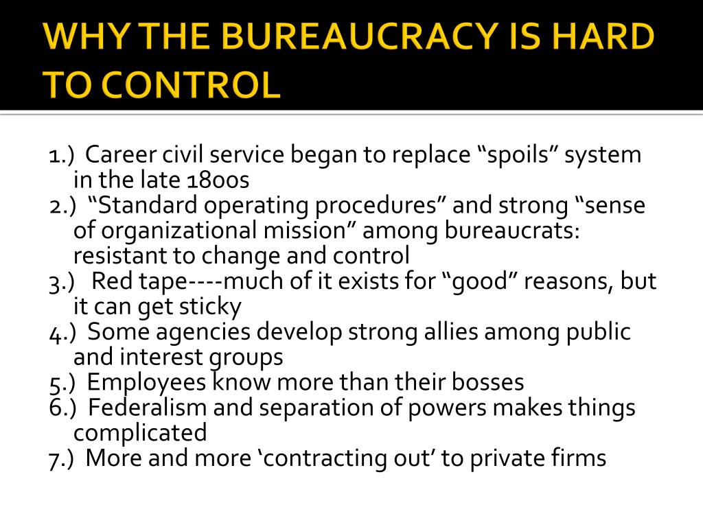 PPT - THE FEDERAL BUREAUCRACY --Technical and everyday meanings of ...