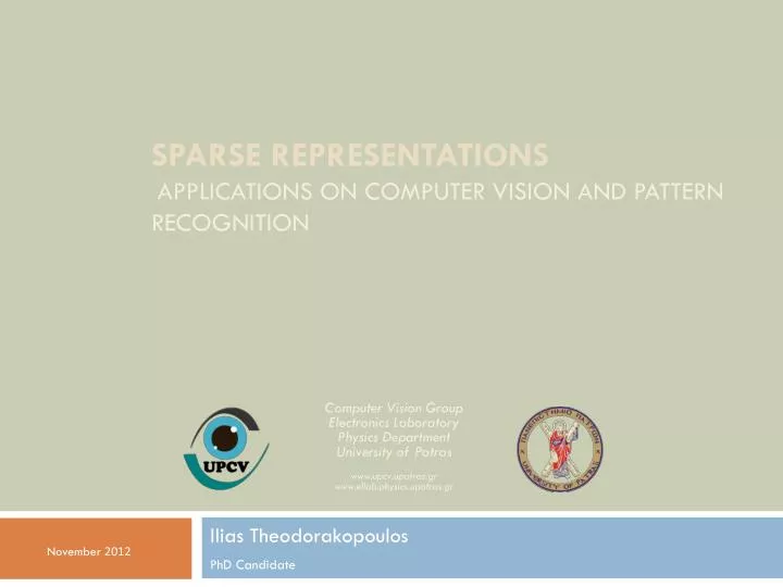 PPT - Sparse Representations Applications on computer vision and pattern recognition PowerPoint ...