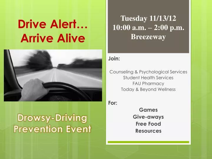 PPT - Drive Alert… Arrive Alive PowerPoint Presentation, free download ...