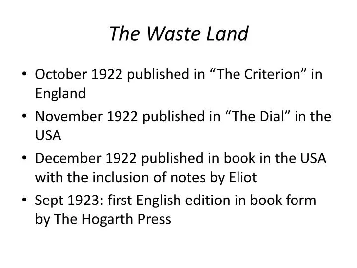 PPT - The Waste Land PowerPoint Presentation, free download - ID:1837263