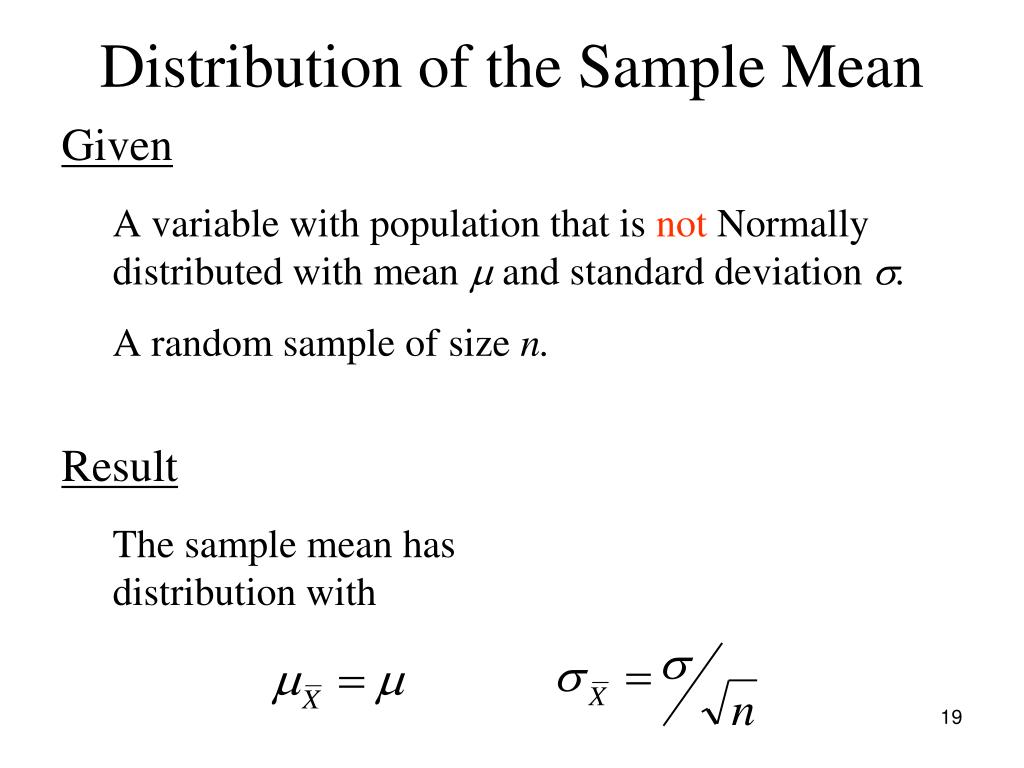 Ppt The “sampling” Distribution For The Sample Mean Powerpoint