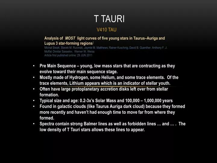 PPT - T Tauri PowerPoint Presentation, free download - ID:1839586