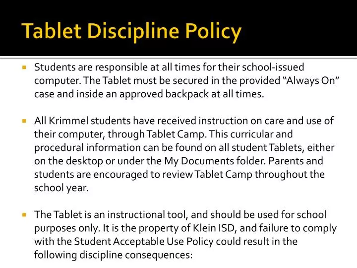 PPT - Tablet Discipline Policy PowerPoint Presentation, free download ...