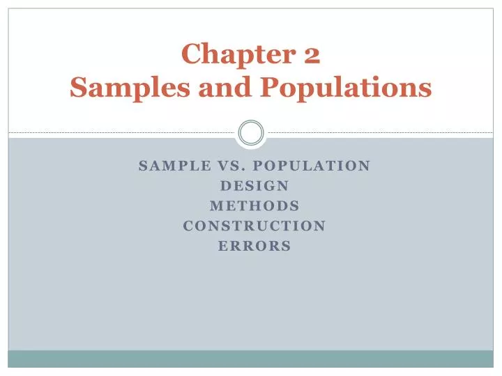 PPT - Chapter 2 Samples and Populations PowerPoint Presentation, free ...
