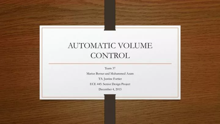 PPT - AUTOMATIC VOLUME CONTROL PowerPoint Presentation, free download ...