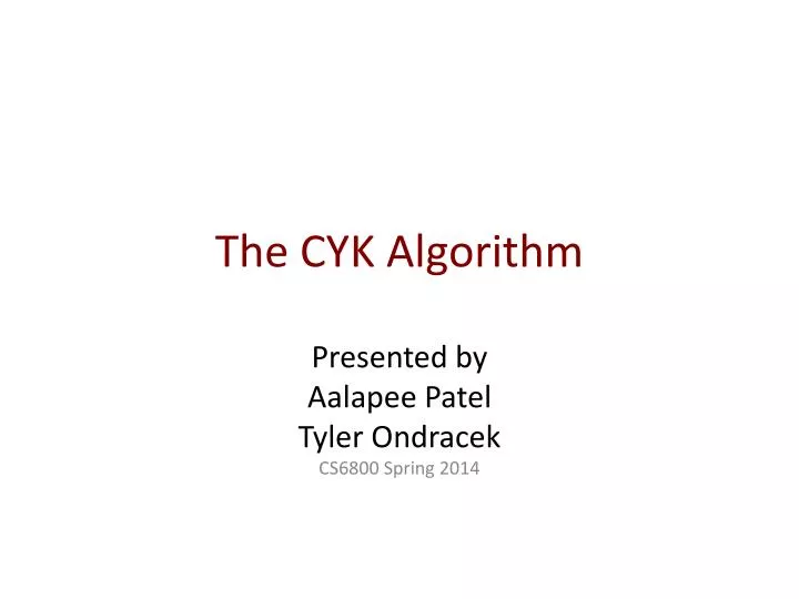PPT - The CYK Algorithm PowerPoint Presentation, free download - ID:1840588