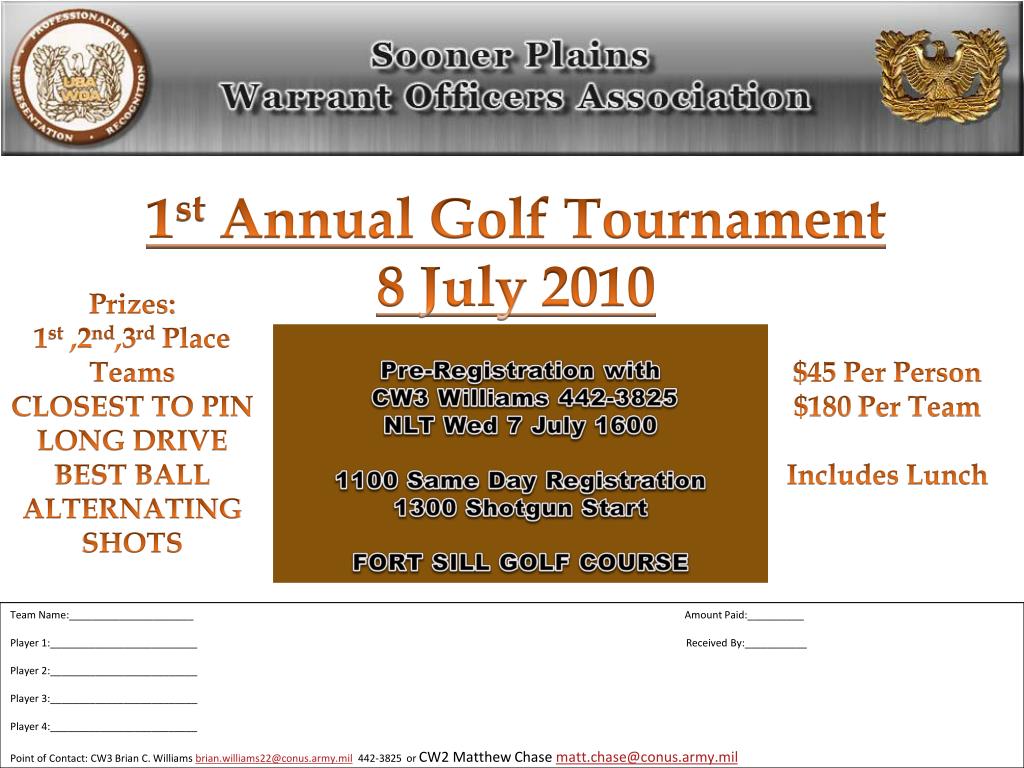 PPT - 1 st Annual Golf Tournament 8 July 2010 PowerPoint Presentation ...