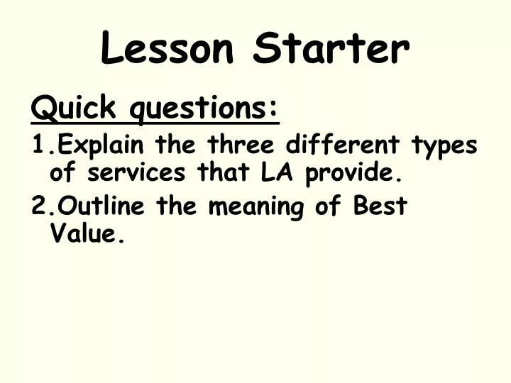 PPT - Lesson Starter PowerPoint Presentation, free download - ID:1843506