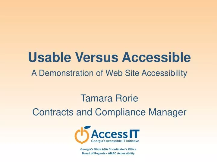 PPT - Usable Versus Accessible PowerPoint Presentation, free download ...