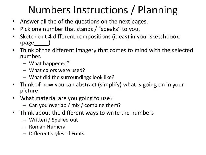 PPT - Numbers Instructions / Planning PowerPoint Presentation, free ...