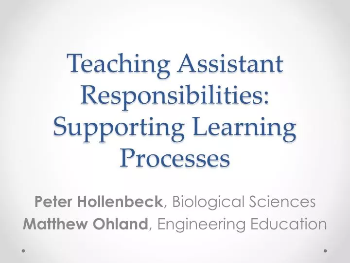 PPT - Teaching Assistant Responsibilities: Supporting Learning ...