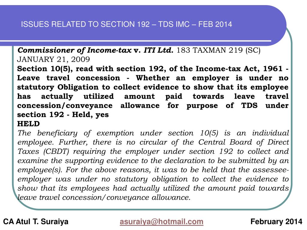 PPT - ISSUES RELATED TO SECTION 192 INDIAN MERCHANTS’ CHAMBER SEMINAR ...