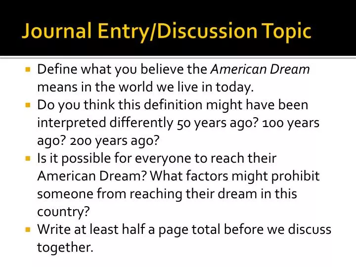 PPT - Journal Entry/Discussion Topic PowerPoint Presentation, free ...