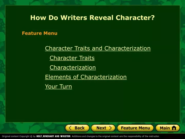 PPT - How Do Writers Reveal Character? PowerPoint Presentation, free ...