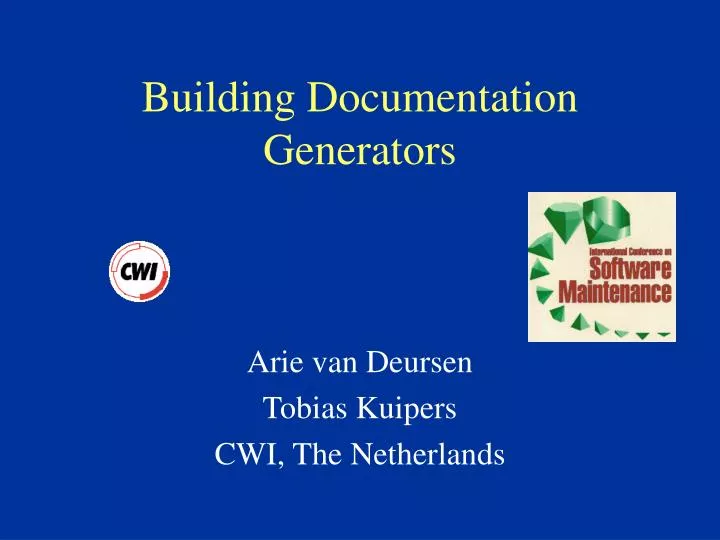 PPT - Building Documentation Generators PowerPoint Presentation, free ...
