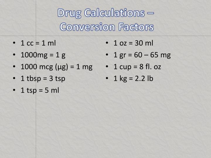 PPT - Drug Calculations PowerPoint Presentation - ID:1850752