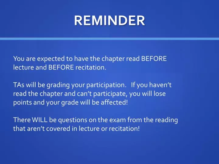 PPT - REMINDER PowerPoint Presentation, free download - ID:1851045