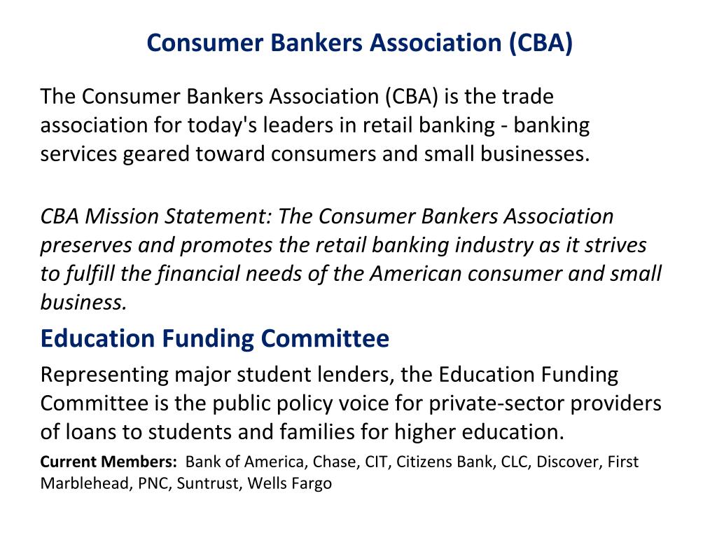 PPT - Consumer Bankers Association Education Funding Committee ...