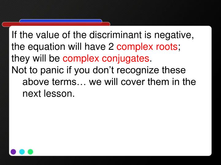 PPT - The Discriminant PowerPoint Presentation - ID:1853245