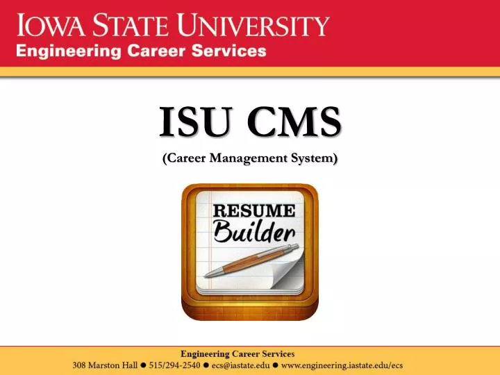 PPT - ISU CMS (Career Management System) PowerPoint Presentation, free ...
