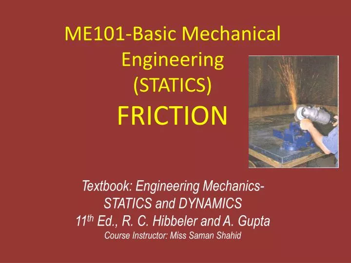 PPT - ME101-Basic Mechanical Engineering (STATICS) FRICTION PowerPoint ...