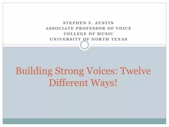 PPT - Building Strong Voices: Twelve Different Ways! PowerPoint ...
