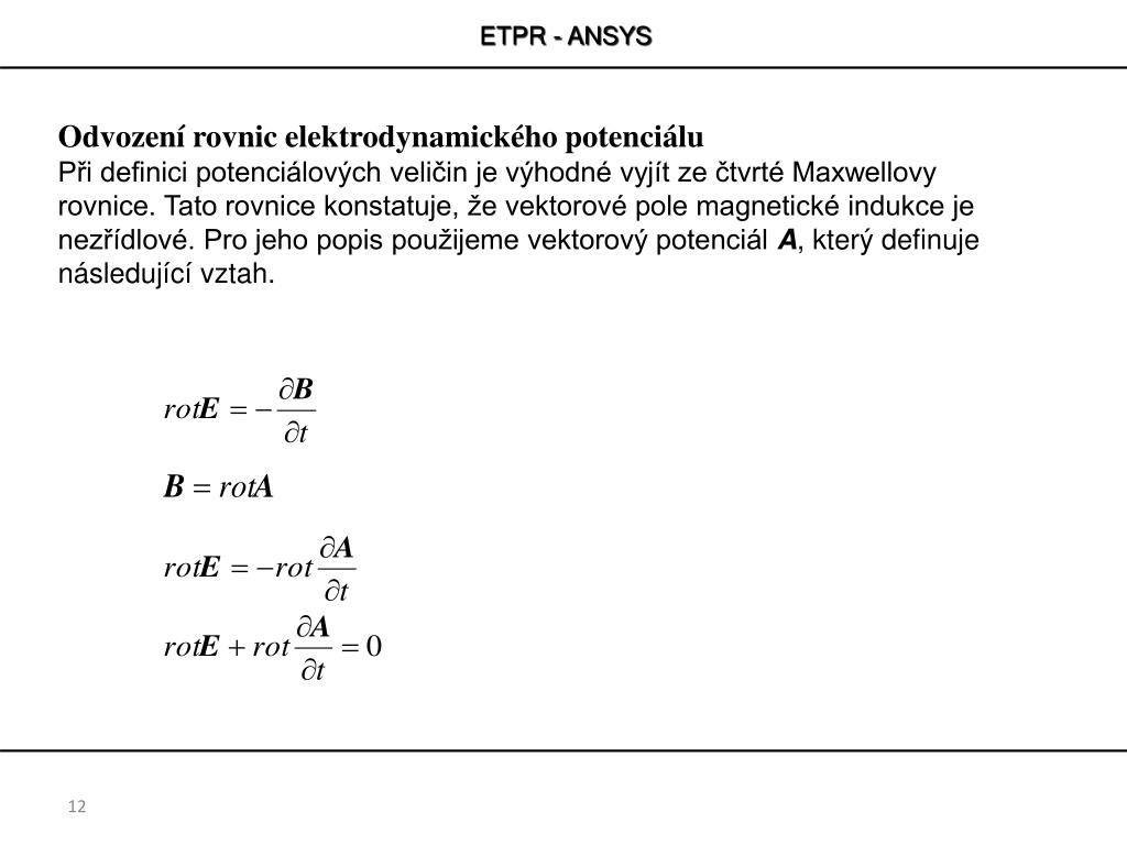 PPT - Teorie elektromagnetického pole Maxwellovy rovnice v integrálním ...