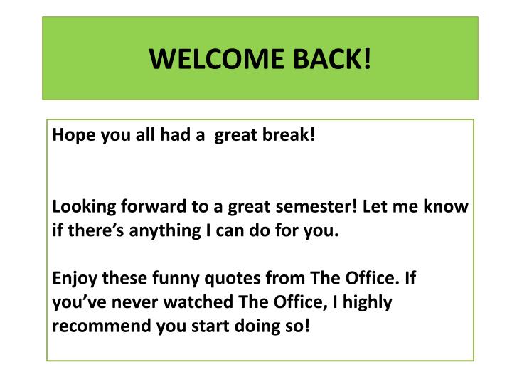 PPT - Quotes from “The Office” Welcome Back Bulletin Board Idea ...