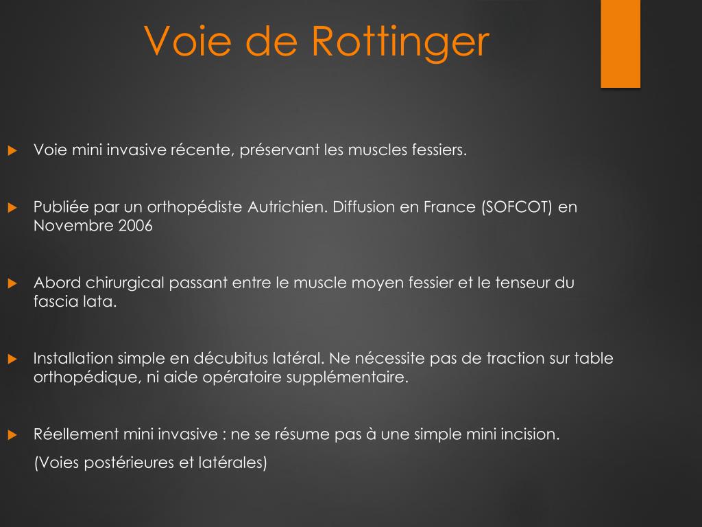 PPT - Voie Mini Invasive Antérolatérale de Hanche de Rottinger ...