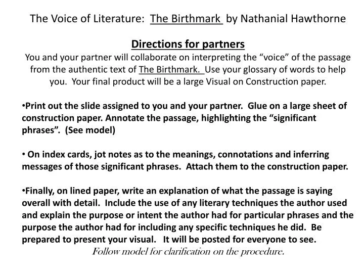 PPT - The Voice of Literature: The Birthmark by Nathanial Hawthorne ...