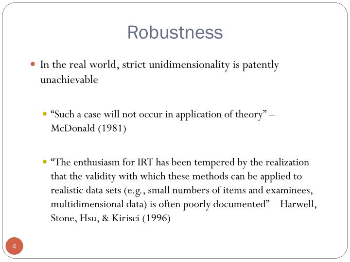 PPT - Robustness of the Unidimensional IRT Model PowerPoint ...