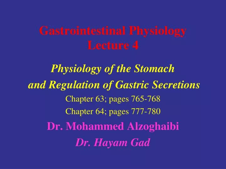 PPT - Gastrointestinal Physiology Lecture 4 PowerPoint Presentation ...