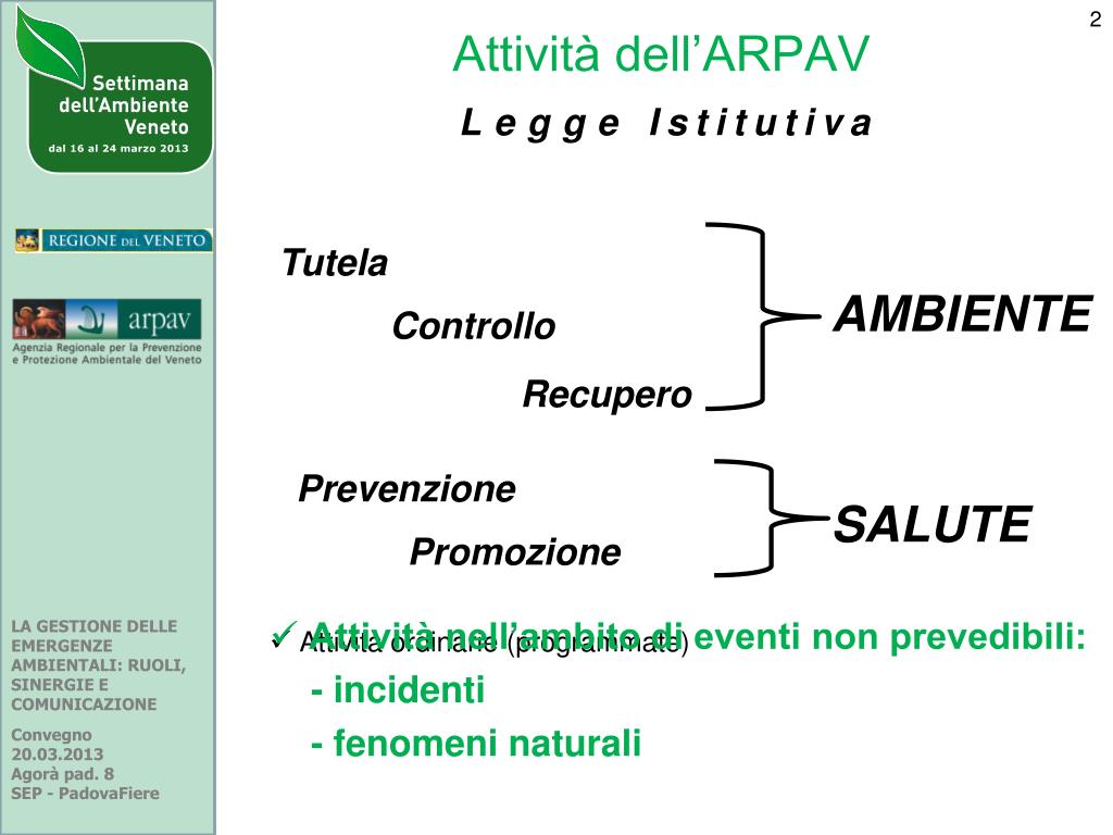 PPT - L’organizzazione di ARPAV per la gestione delle EMERGENZE ...