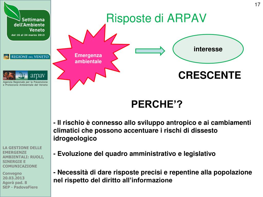 PPT - L’organizzazione di ARPAV per la gestione delle EMERGENZE ...