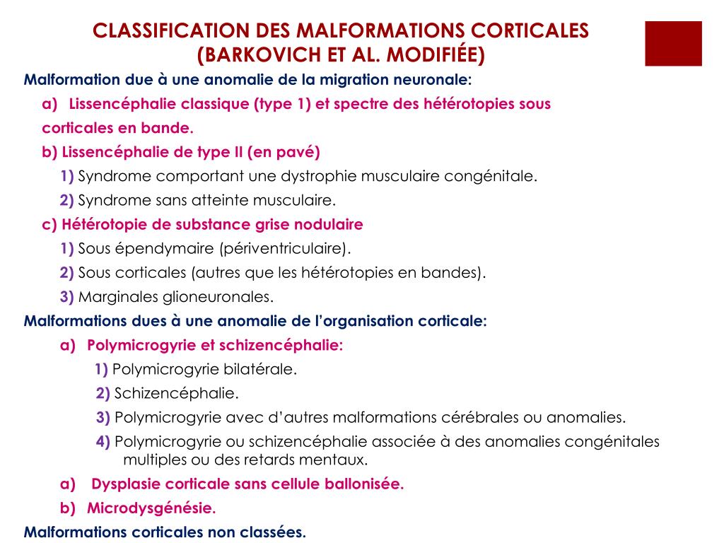 PPT - LES ANOMALIES DE DÉVELOPPEMENT CORTICAL: CE QUE LE RADIOLOGUE ...