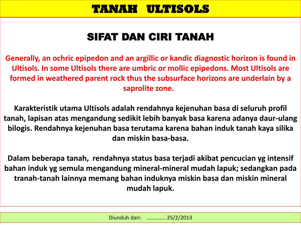 PPT - BAHAN KAJIAN MK. DASAR ILMU TANAH TANAH ULTISOL PowerPoint ...