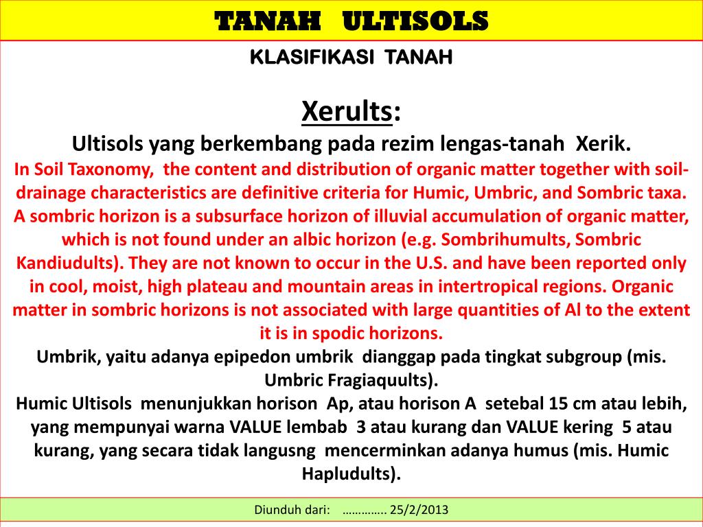 PPT - BAHAN KAJIAN MK. DASAR ILMU TANAH TANAH ULTISOL PowerPoint ...