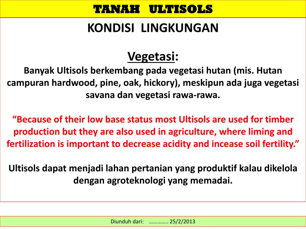 PPT - BAHAN KAJIAN MK. DASAR ILMU TANAH TANAH ULTISOL PowerPoint ...