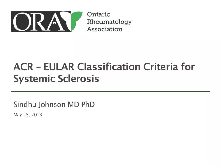 PPT - ACR – EULAR Classification Criteria for Systemic Sclerosis ...