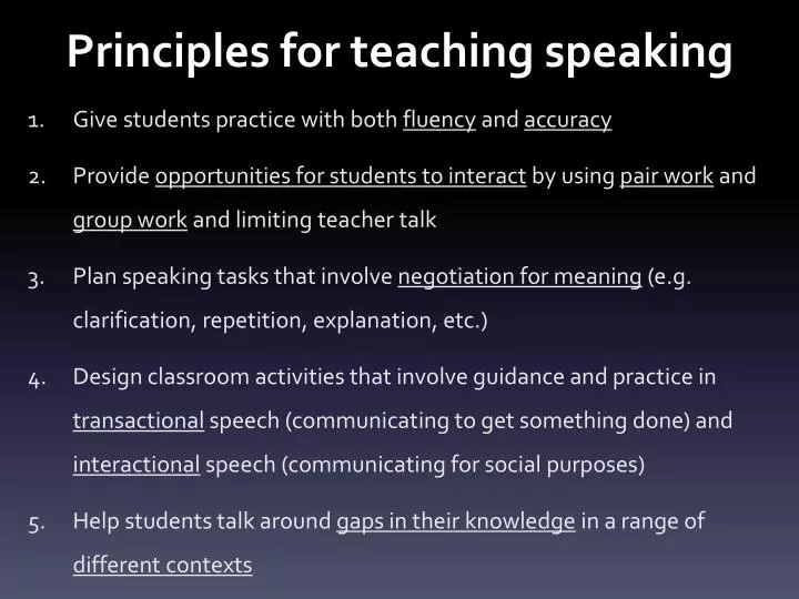 PPT - Principles for teaching speaking PowerPoint Presentation, free ...