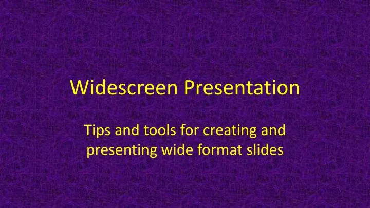PPT - Widescreen Presentation PowerPoint Presentation, free download ...