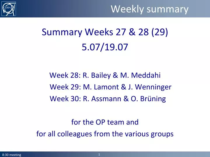 PPT - Weekly summary PowerPoint Presentation, free download - ID:1873711