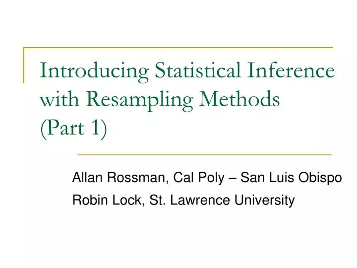 Ppt Introducing Statistical Inference With Resampling Methods Part 1