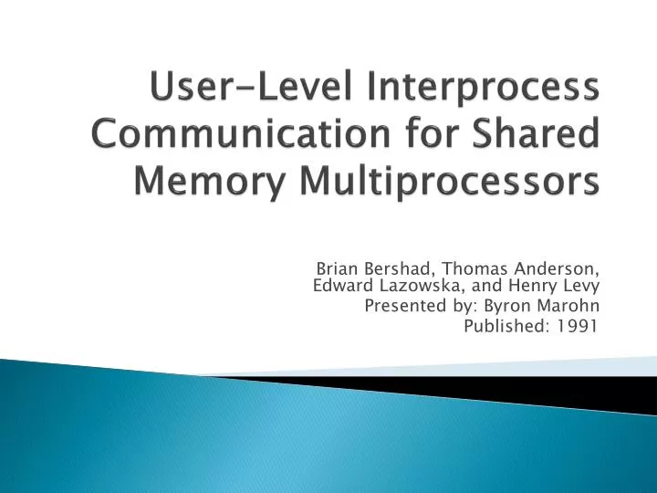 Ppt User Level Interprocess Communication For Shared Memory Multiprocessors Powerpoint