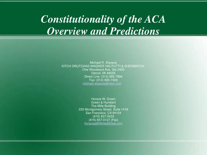 PPT - Constitutionality of the ACA Overview and Predictions PowerPoint ...